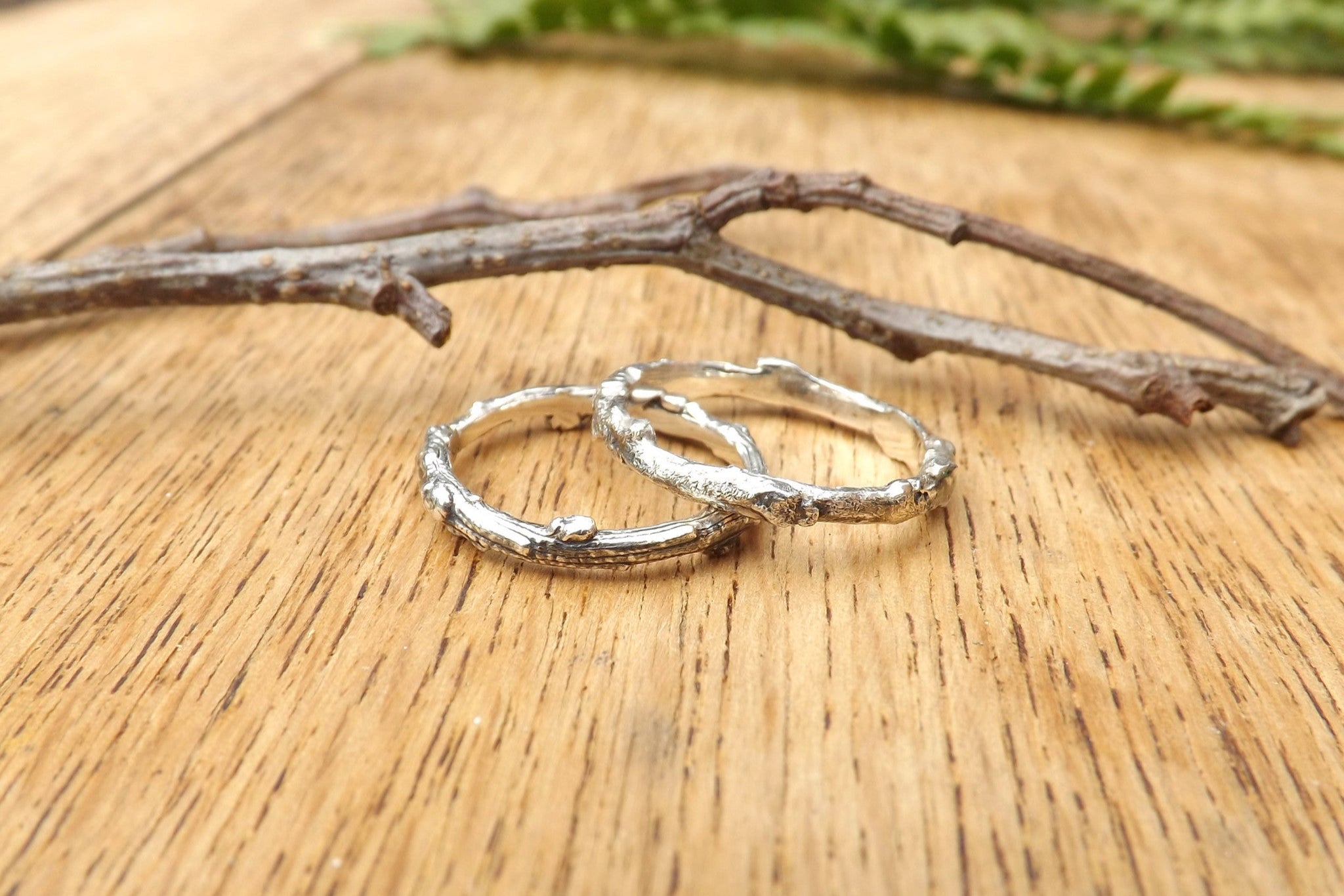 Silver Twig Wedding Rings – Curious Magpie Jewellery