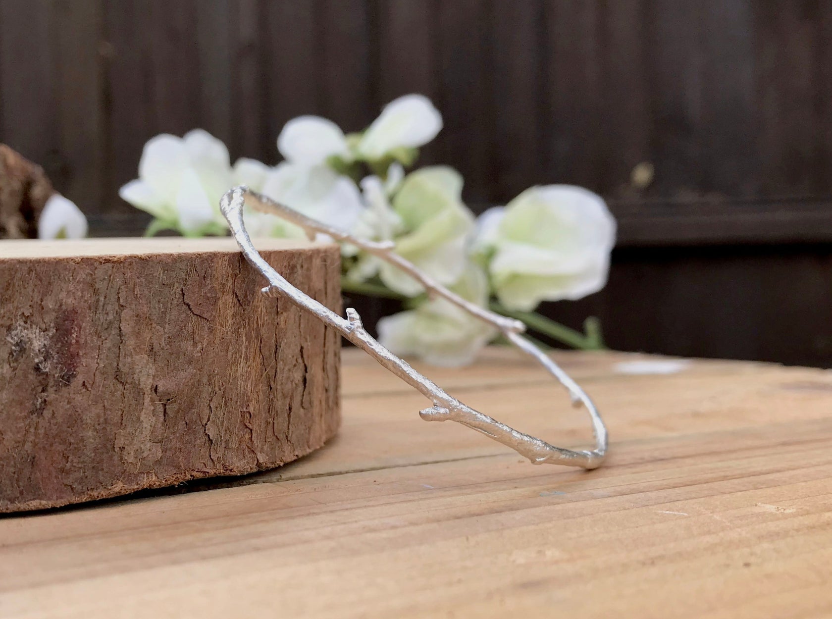 Narrow Silver Twig Bangle – Curious Magpie Jewellery